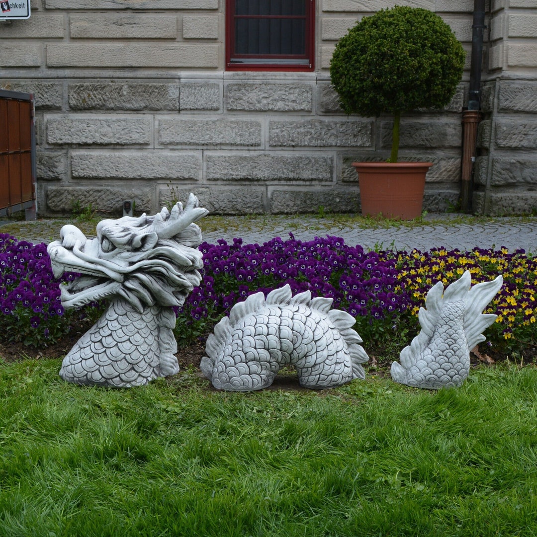 Stone Dragon Statue Concrete Dragon Snake Sculpture Garden Cement ...