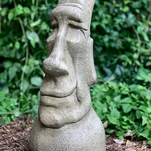 Stone Easter Island Statue Concrete Moai Face Sculpture Cement Head Figurine Outdoor Garden ...