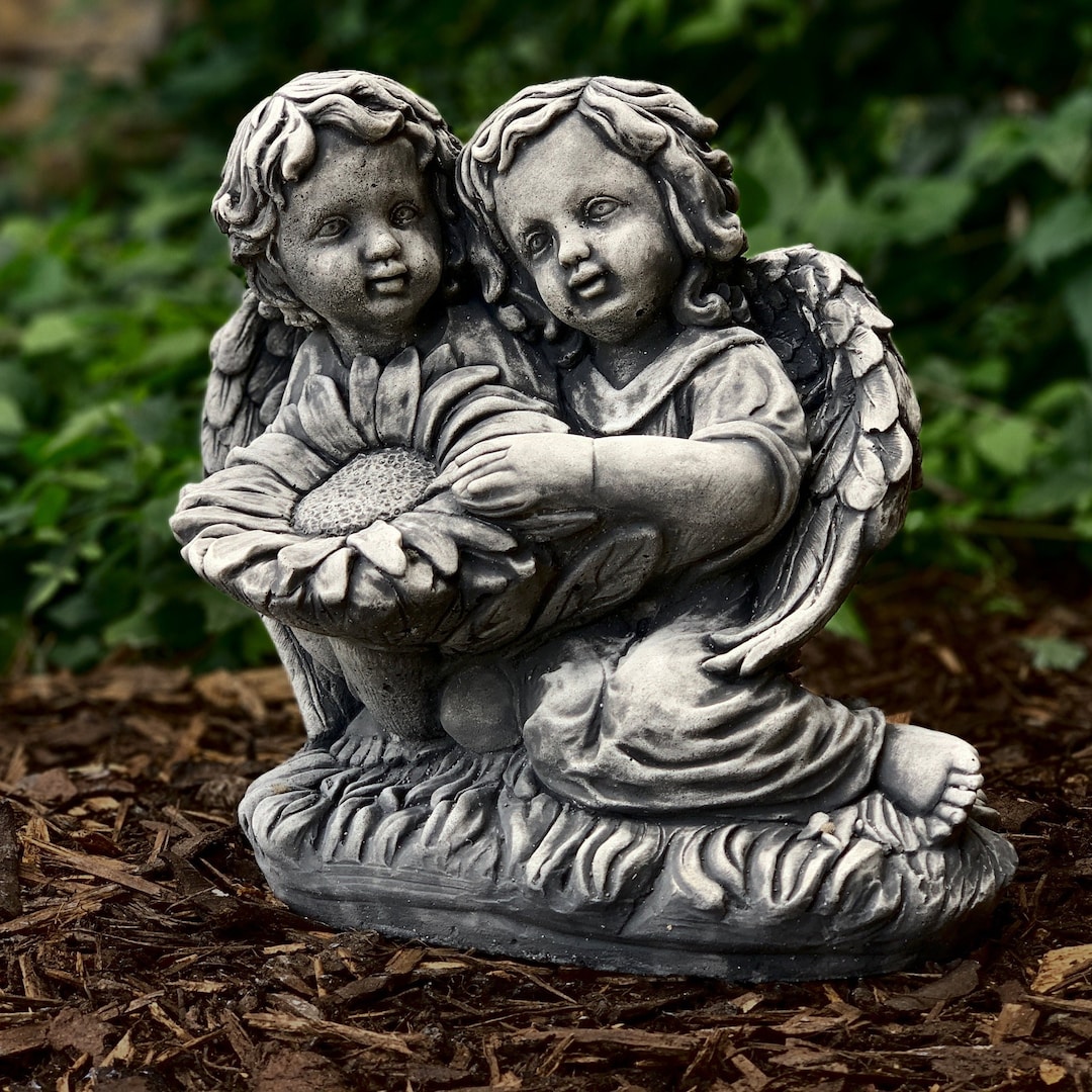 Child Angel Garden Statue Concrete Baby Angel Sculpture Stone Garden ...