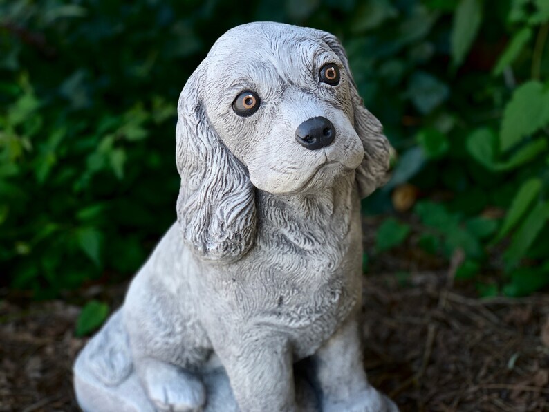 Cute Cocker Spaniel Statue Stone Dog Figurine Concrete Spaniel - Etsy