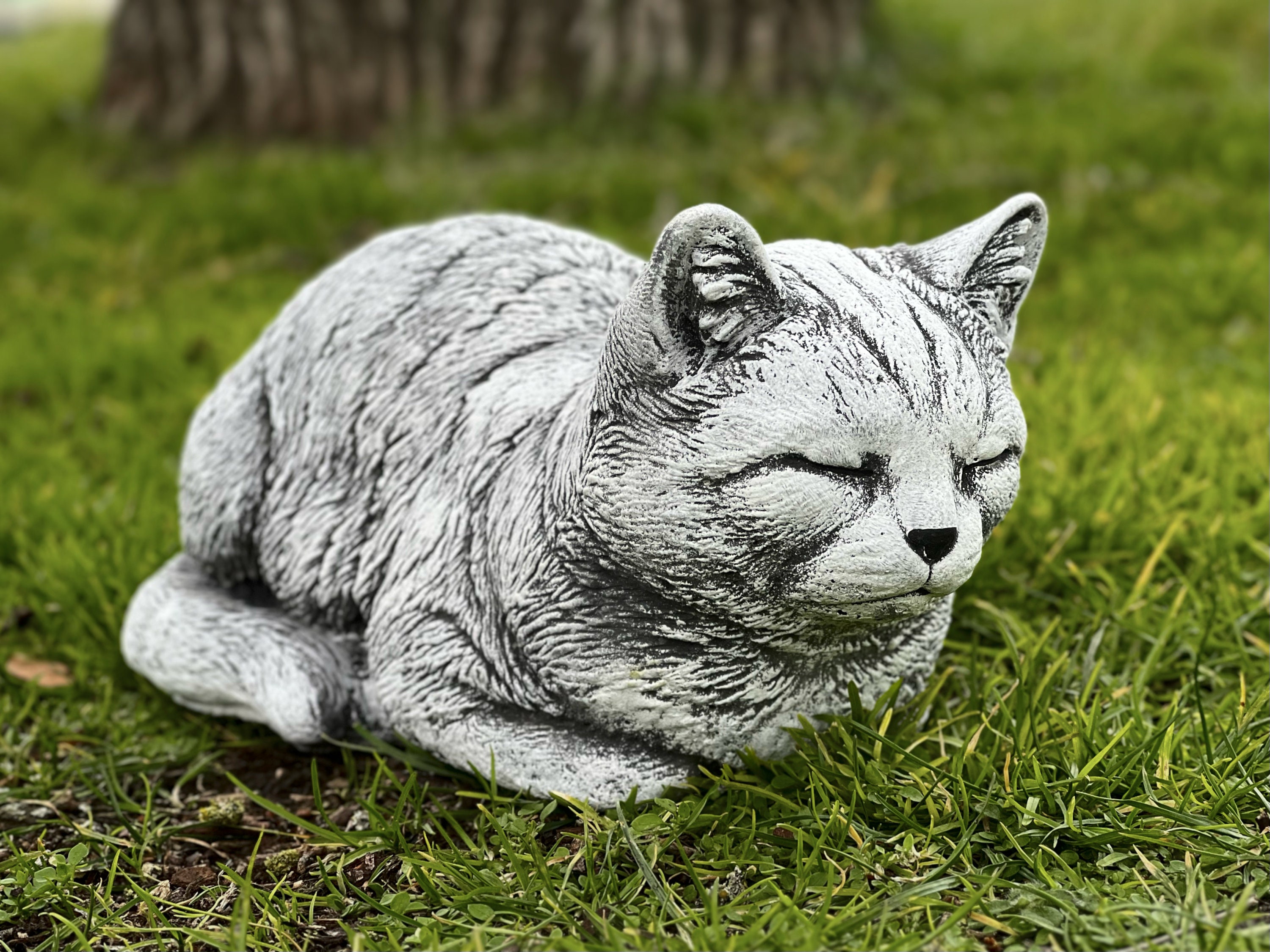 Tabby Cat Statue Concrete Pet Miniature Home and Garden - Etsy