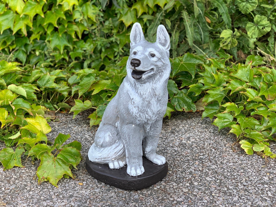 German Shepherd Statue Stone Life Size Little German Shepherd Concrete ...