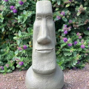 Stone Easter Island Head Outdoor Sculpture Statue Face MOAI TIKI Ahu Akivi Figure Backyard Decor ...