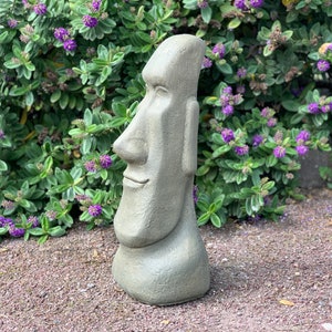 Stone Easter Island Head Outdoor Sculpture Statue Face MOAI TIKI Ahu Akivi Figure Backyard Decor ...
