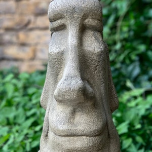 Stone Easter Island Statue Concrete Moai Face Sculpture Cement Head Figurine Outdoor Garden ...