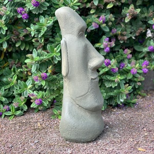 Stone Easter Island Head Outdoor Sculpture Statue Face MOAI TIKI Ahu Akivi Figure Backyard Decor ...