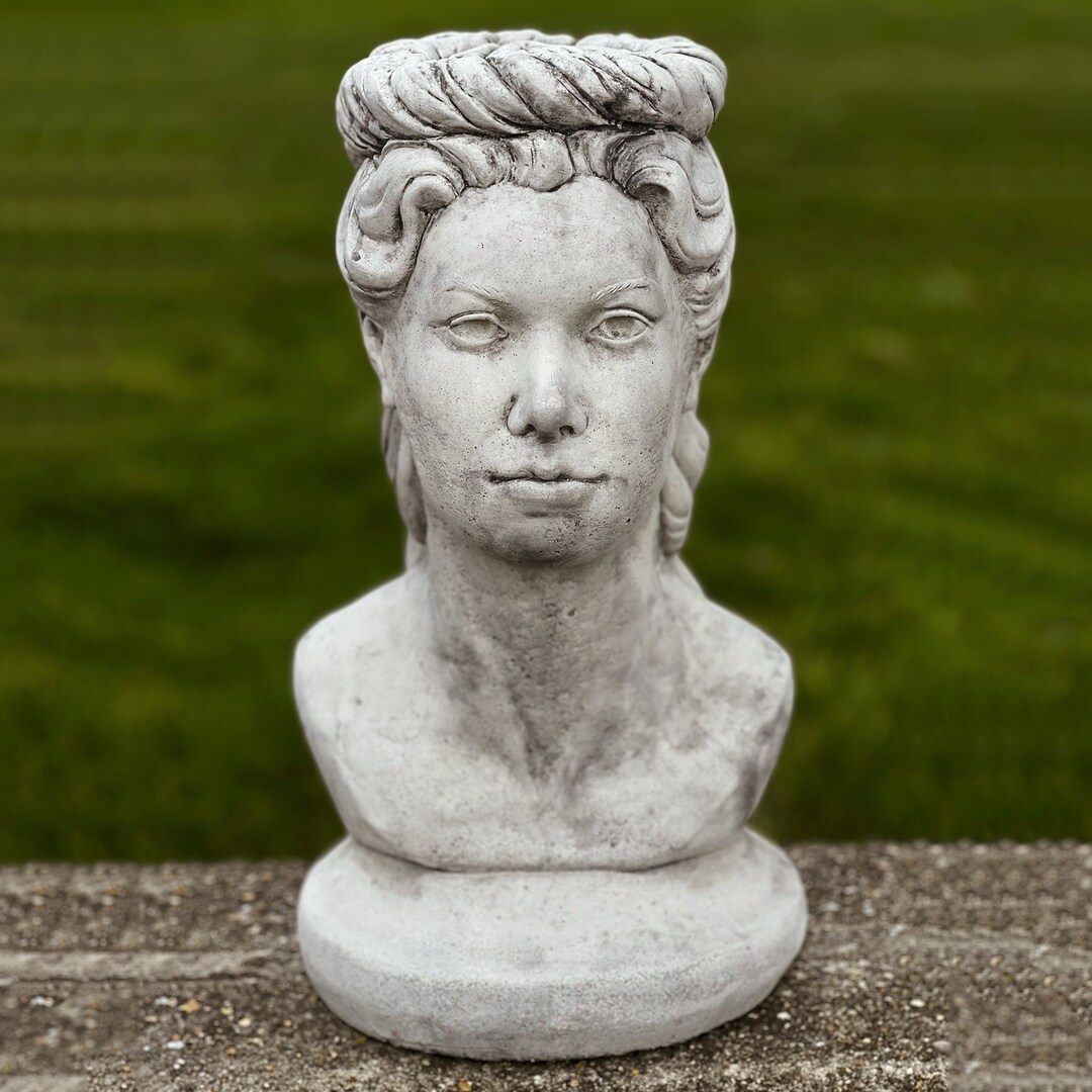 Female Face Sculpture Concrete Woman Statue Outdoor Cement Decor Stone ...