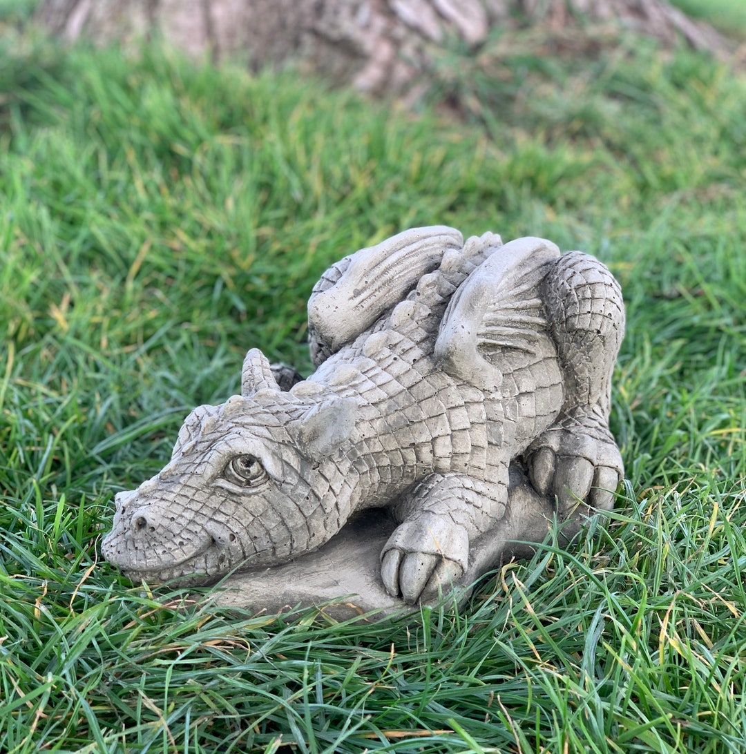 Lying Dragon Statue Concrete Baby Dragon Miniature Home and Garden ...