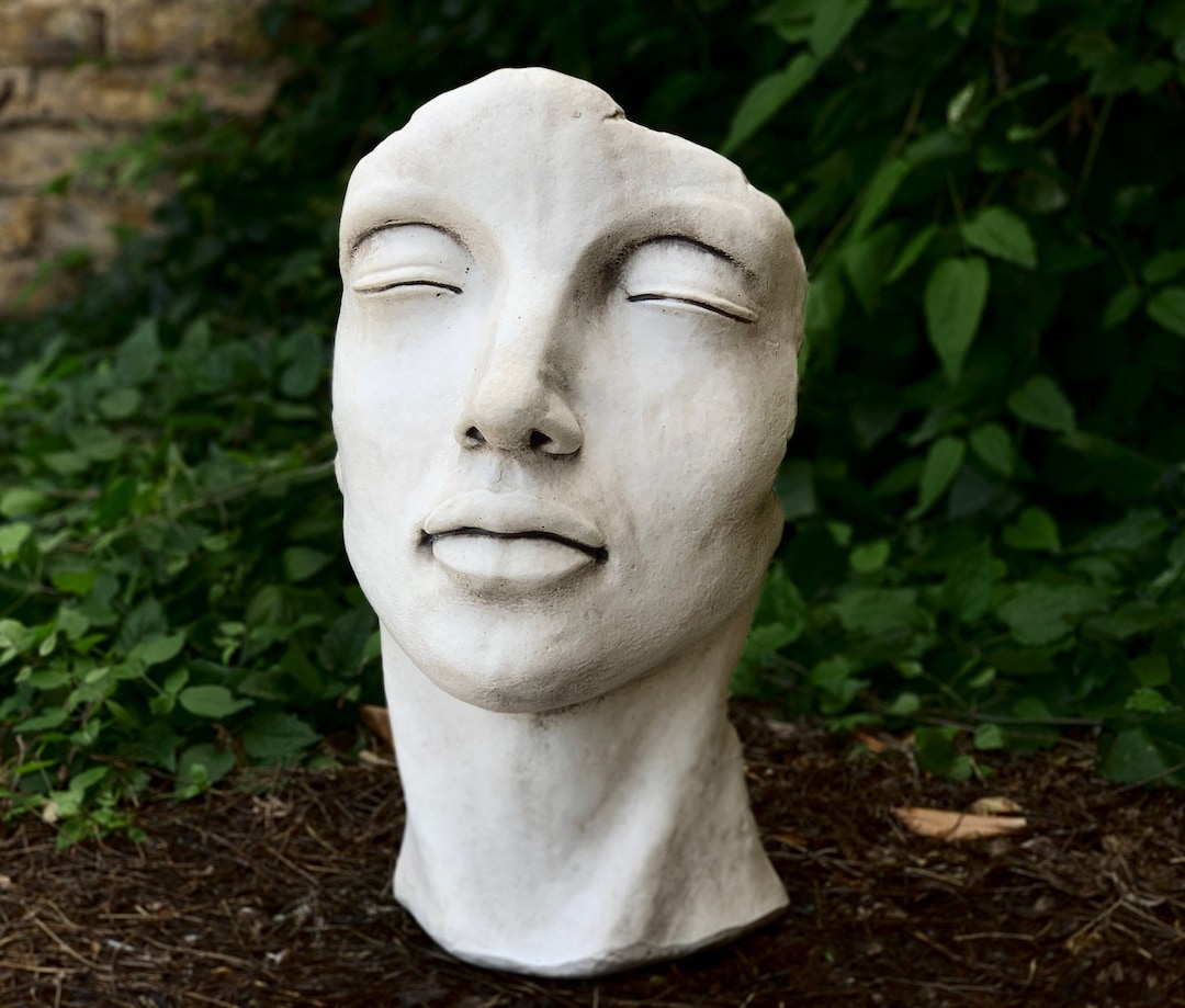 Face Sculpture Stone Massive Female Sculpture for Garden Large - Etsy