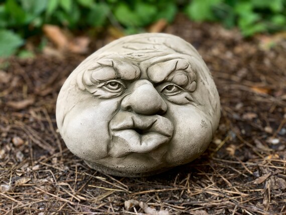 Rock Face Figure Cement Angry Face Garden Face Ornament Face - Etsy