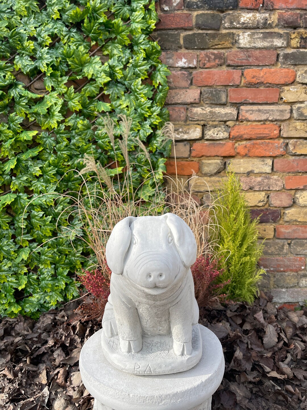 Outdoor Pig Statue Concrete Pig Sculpture Stone Pig Decor Cement Animal ...