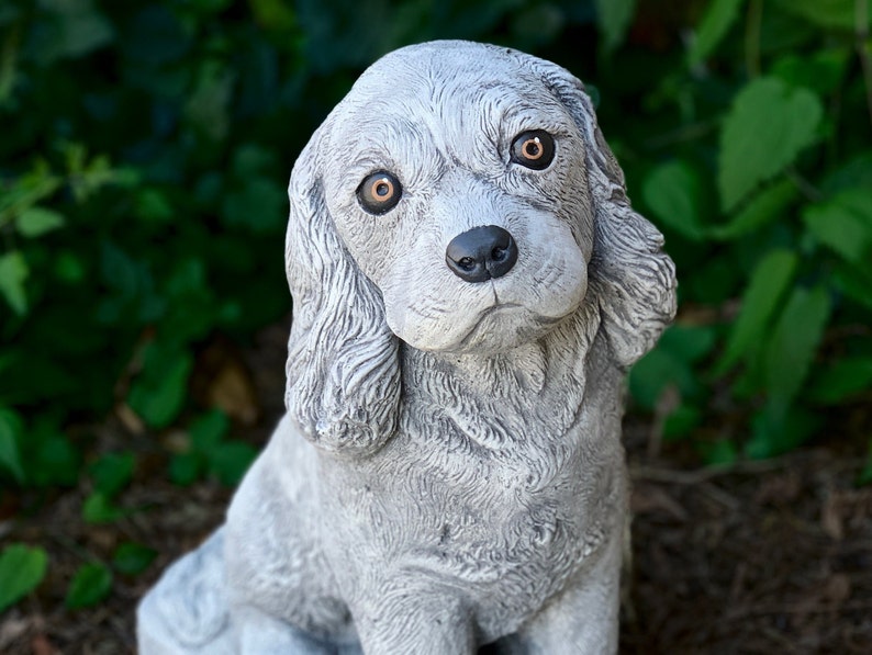 Cute Cocker Spaniel Statue Stone Dog Figurine Concrete Spaniel - Etsy