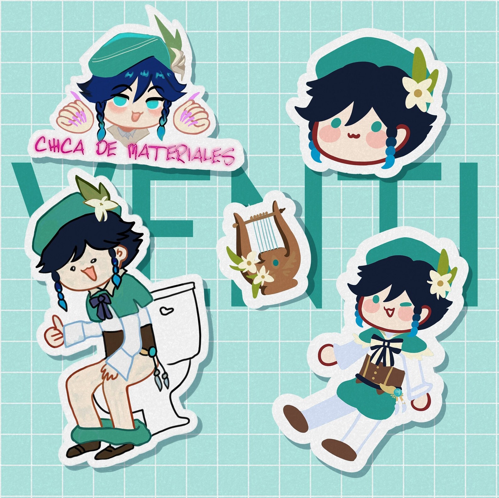 Funny and Cute Venti Sticker Pack Genshin Impact Matte - Etsy