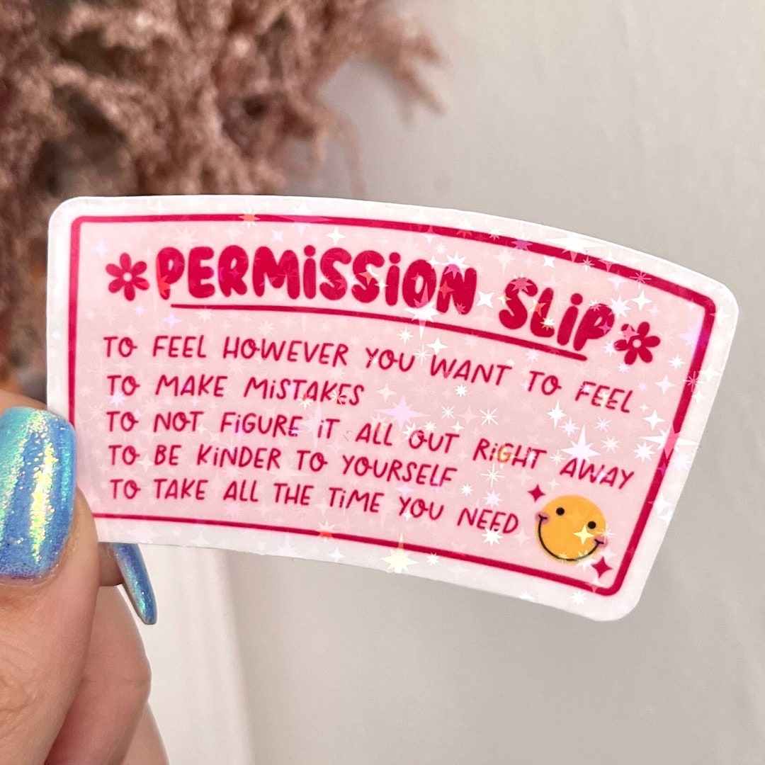 Permission Slip Sticker With Sparkle Holographic Finish | for Kindle ...