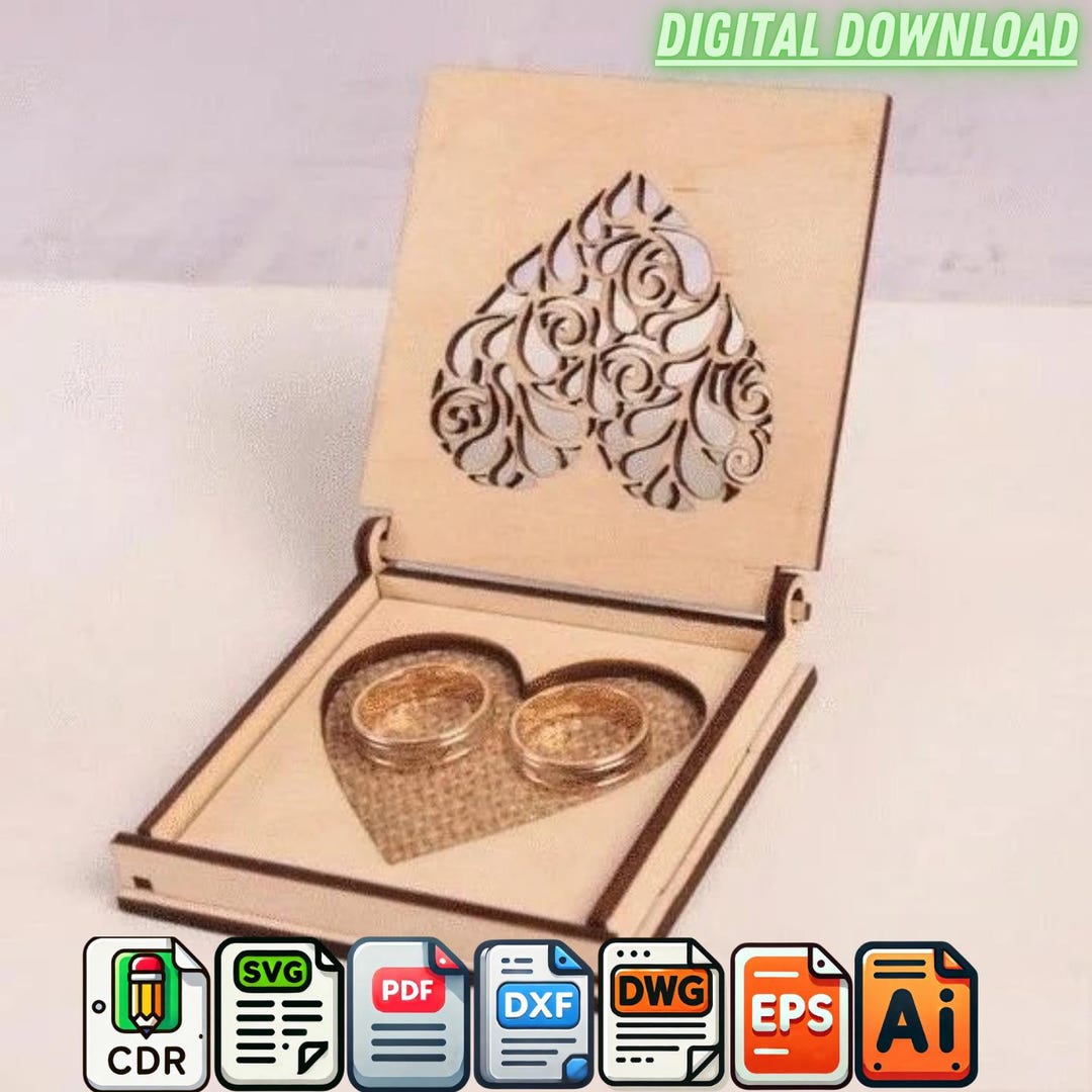 Heart Ring Box Template - Laser Cut Design - Etsy