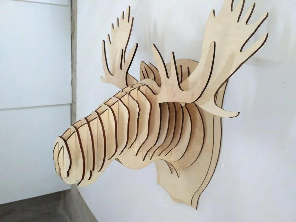 3D Moose Head Template - Laser Cut Wall Art Design - Etsy