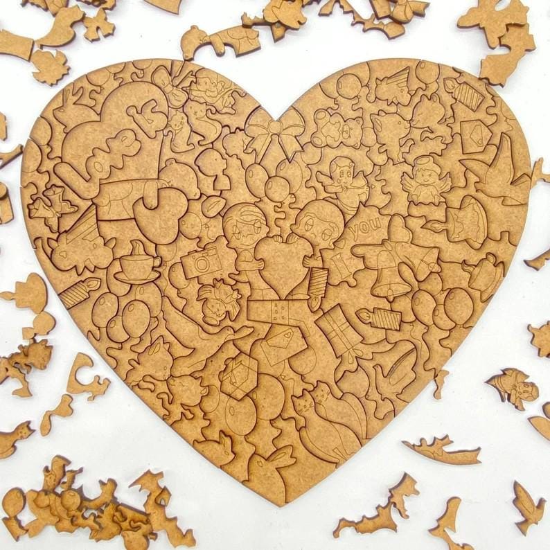 Heart-shaped Puzzle Template - Laser Cut File - Etsy