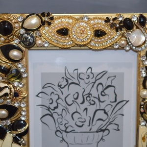 JEWELED JEWELRY DECORATED Rhinestone Embellished Art Picture Frame ...
