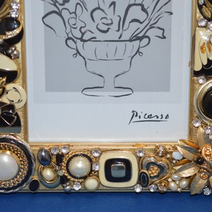 JEWELED JEWELRY DECORATED Rhinestone Embellished Art Picture Frame ...