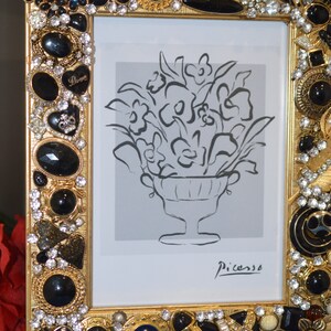 JEWELED JEWELRY DECORATED Rhinestone Embellished Art Picture Frame ...