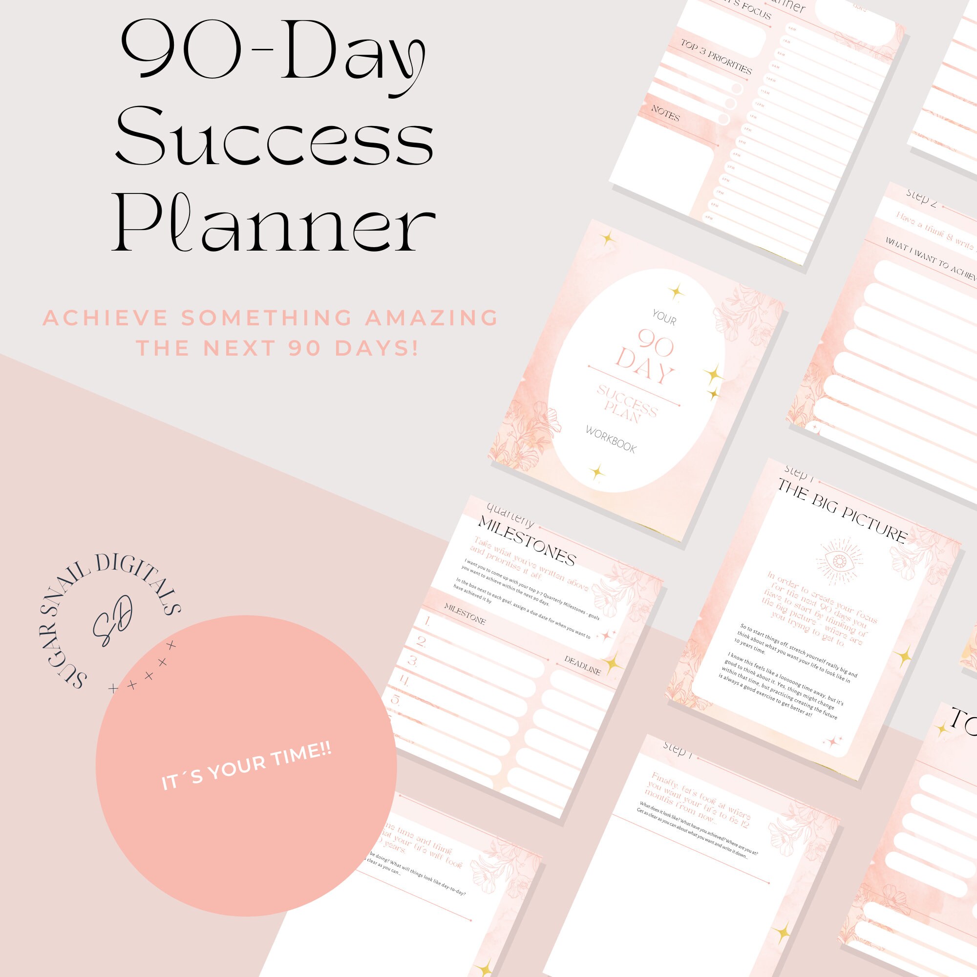 90-day Success Planner, Goal Planner, Printable Workbook, Motivation ...