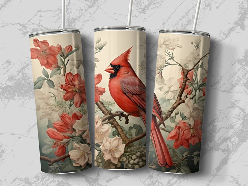 Red Cardinal 20 Oz Tumbler Wrap, Sublimation Design, Straight and ...
