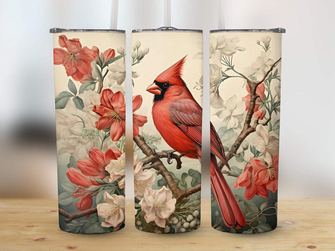 Red Cardinal 20 Oz Tumbler Wrap, Sublimation Design, Straight and ...