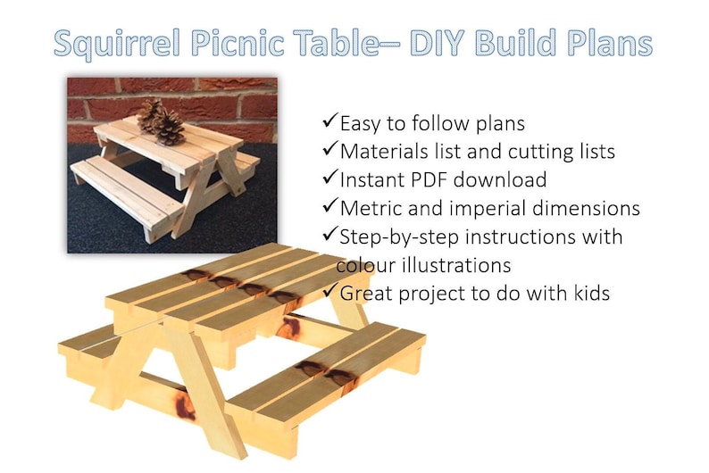 Squirrel Picnic Table Woodworking Plans: DIY Outdoor Feeder (PDF ...