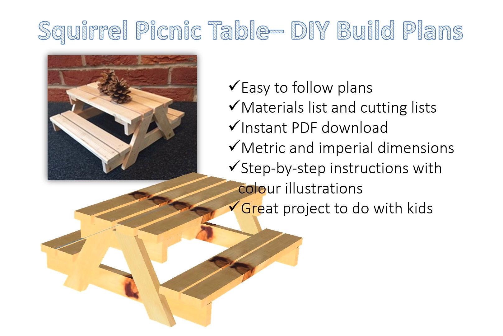 Squirrel Picnic Table Woodworking Plans: DIY Outdoor Feeder (PDF ...