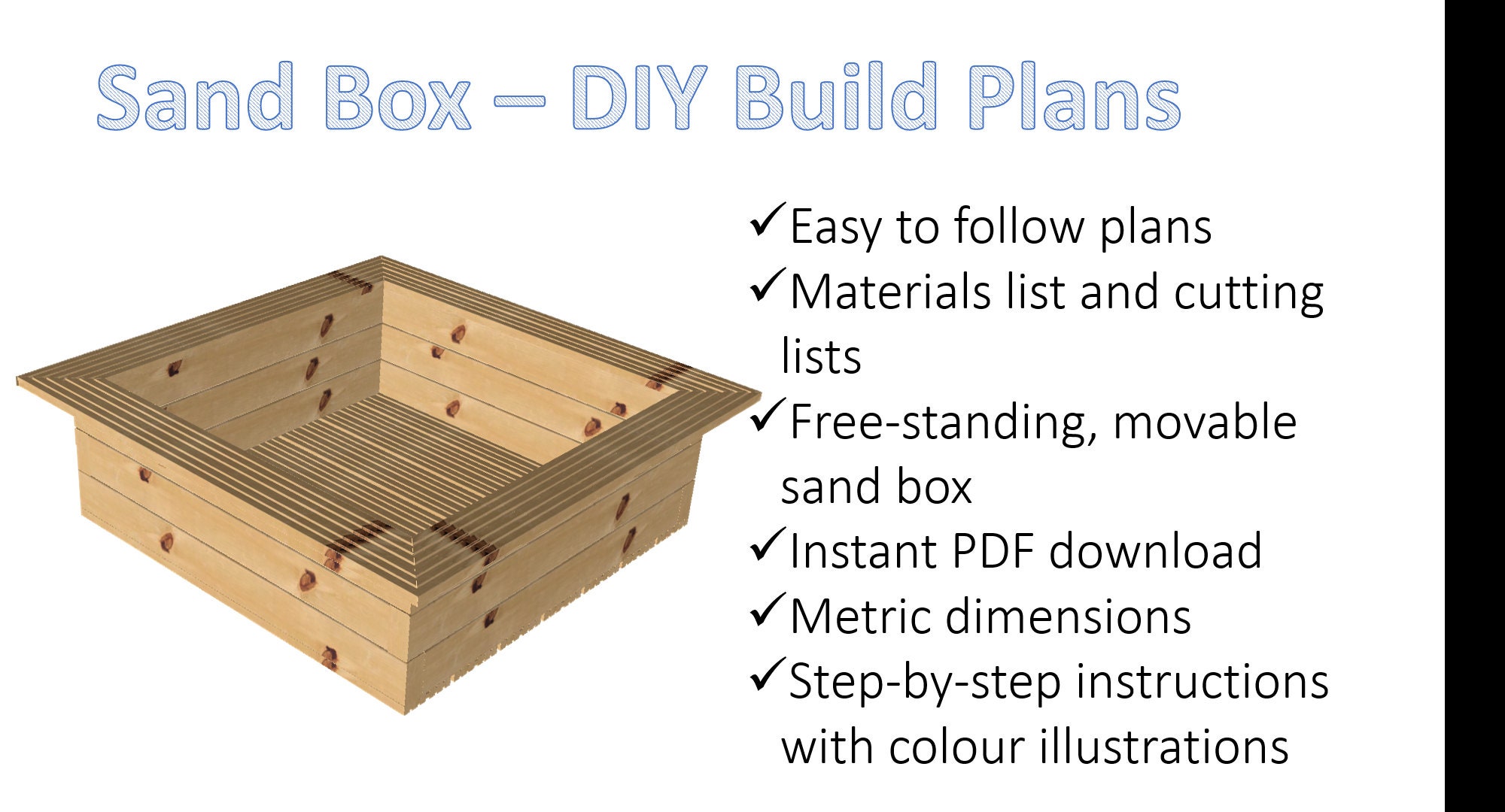 DIY Sandbox Woodworking Plans: Kids' Outdoor Play (PDF) - Etsy