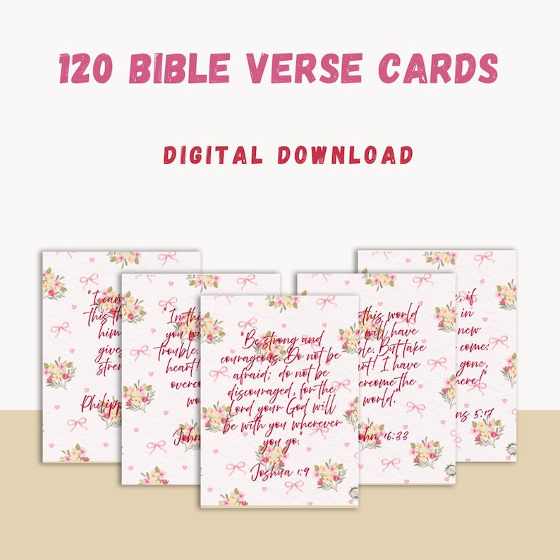 120 Printable Bible Verse Cards, Inspirational Scripture Cards Download ...