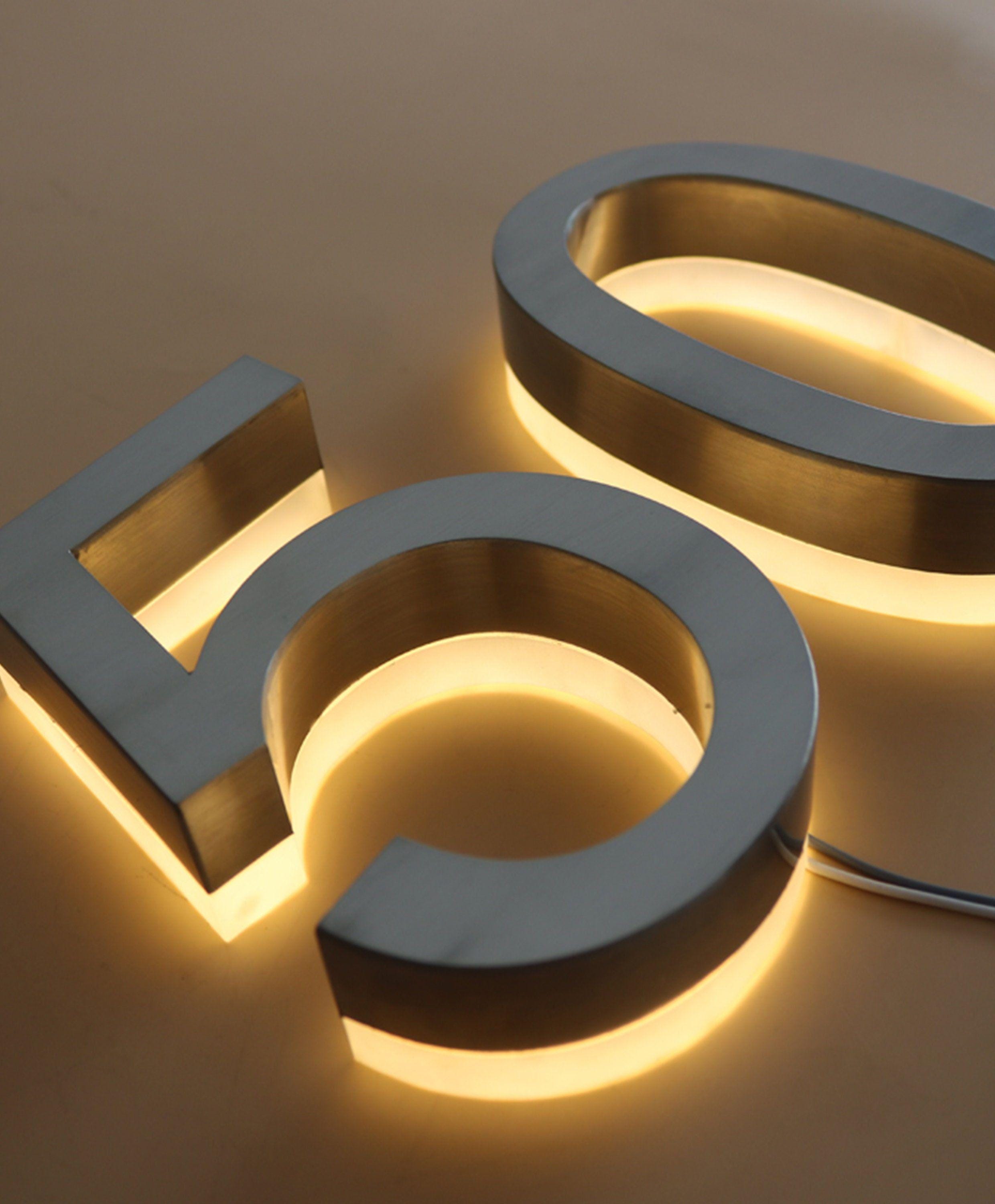 Outdoor Business Custom Led Sign, Back Lit Stainless Steel 3D Letter ...