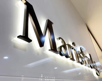 Outdoor Business Custom Led Sign, Backlit Stainless Steel 3D Letter ...