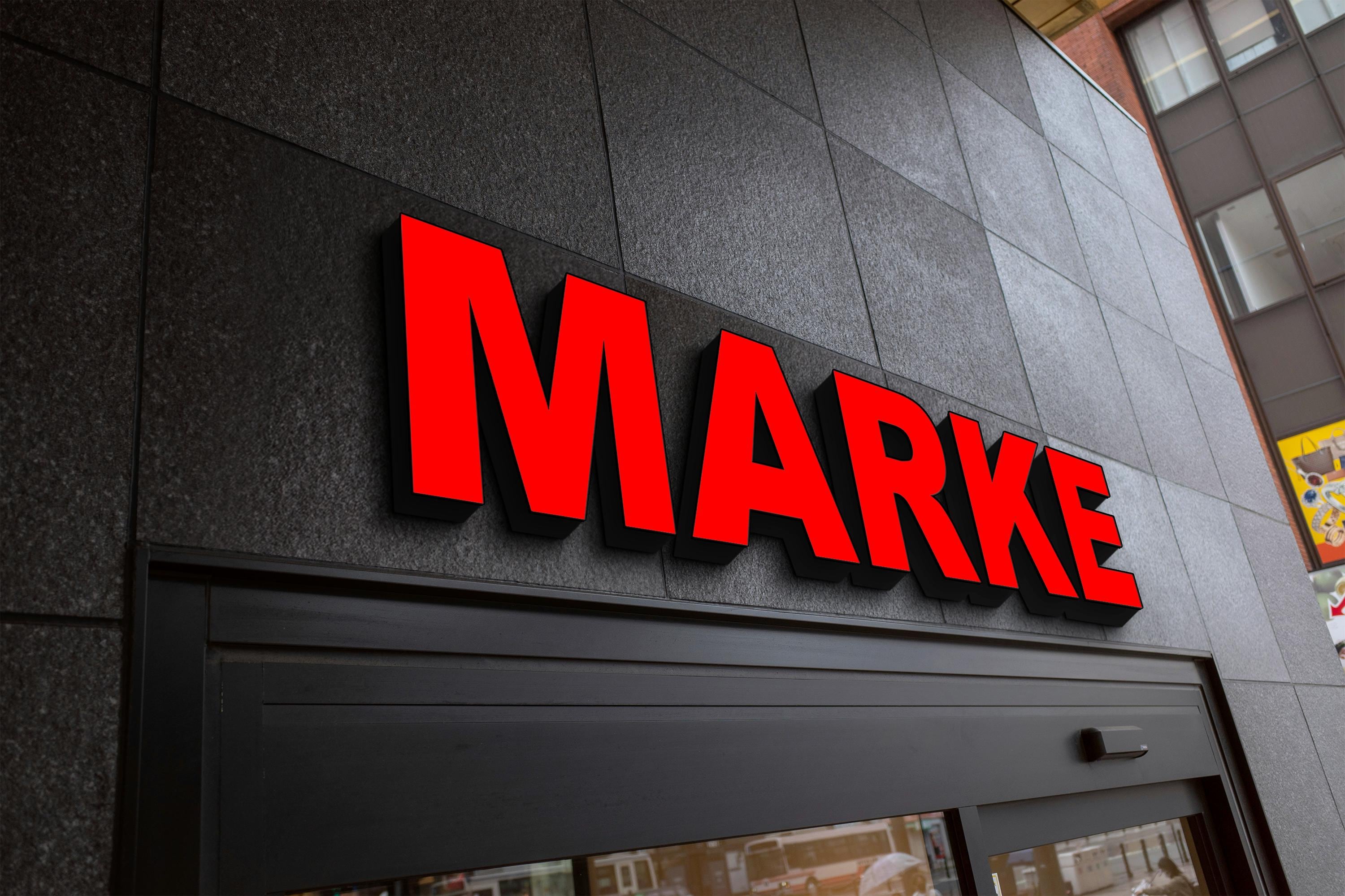 Custom LED Business Sign: 3D Brushed Steel Letter, Front Lit Indoor ...