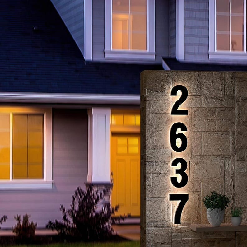 LED House Sign: Modern Backlit Outdoor Address Number Plaque - Etsy