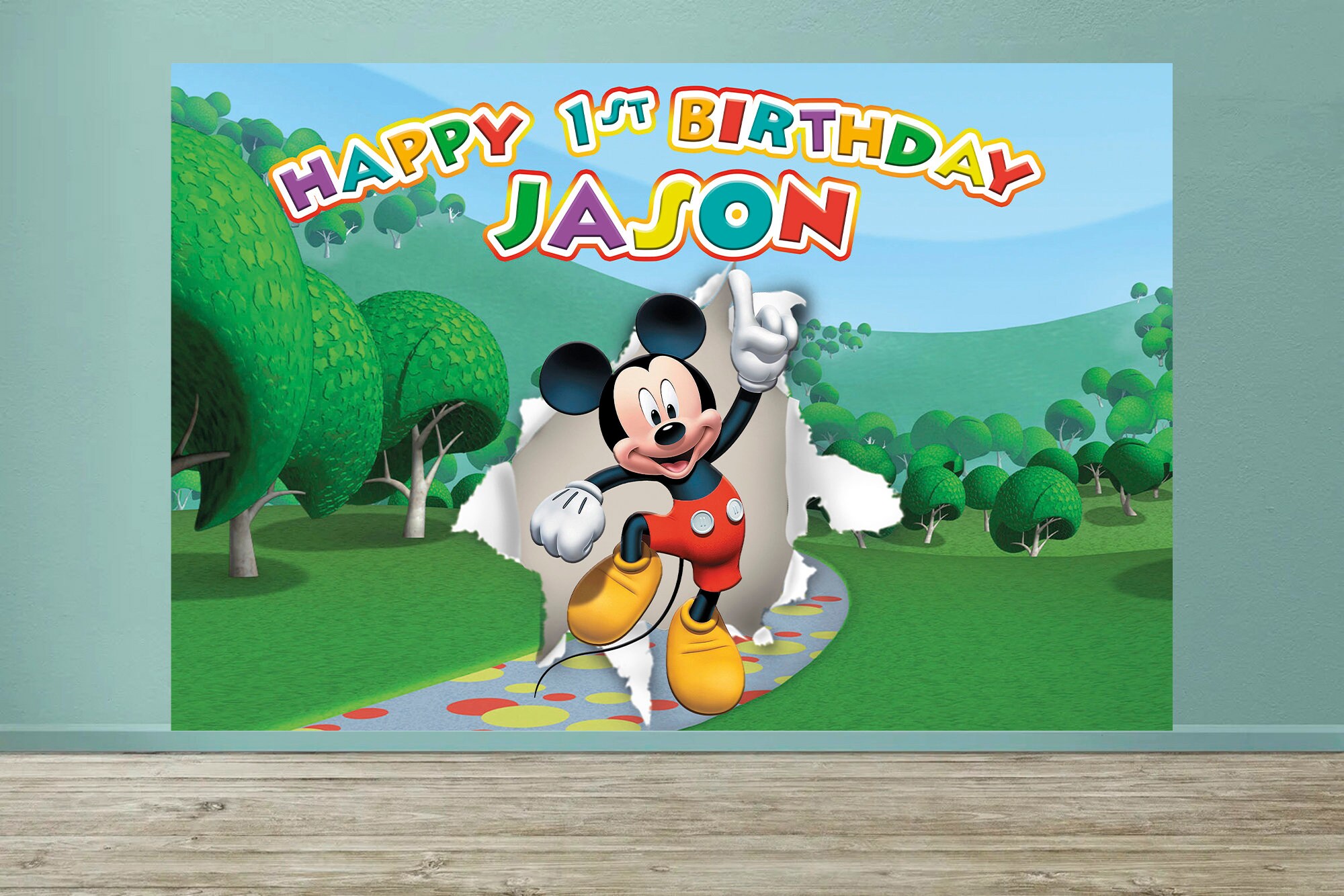 Mickey Birthday Backdropmickey Personalized Birthday - Etsy