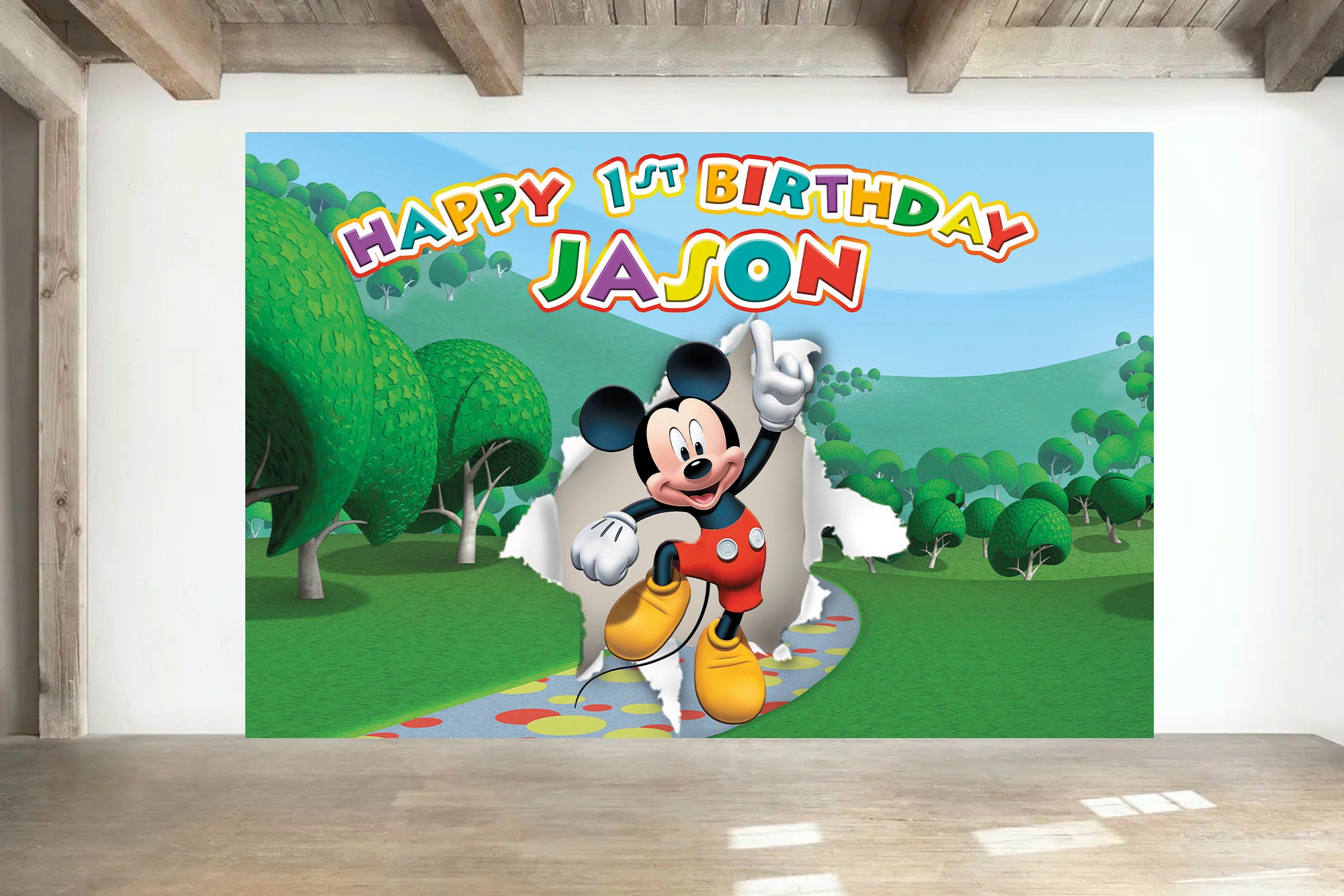 Mickey Birthday Backdropmickey Personalized Birthday - Etsy