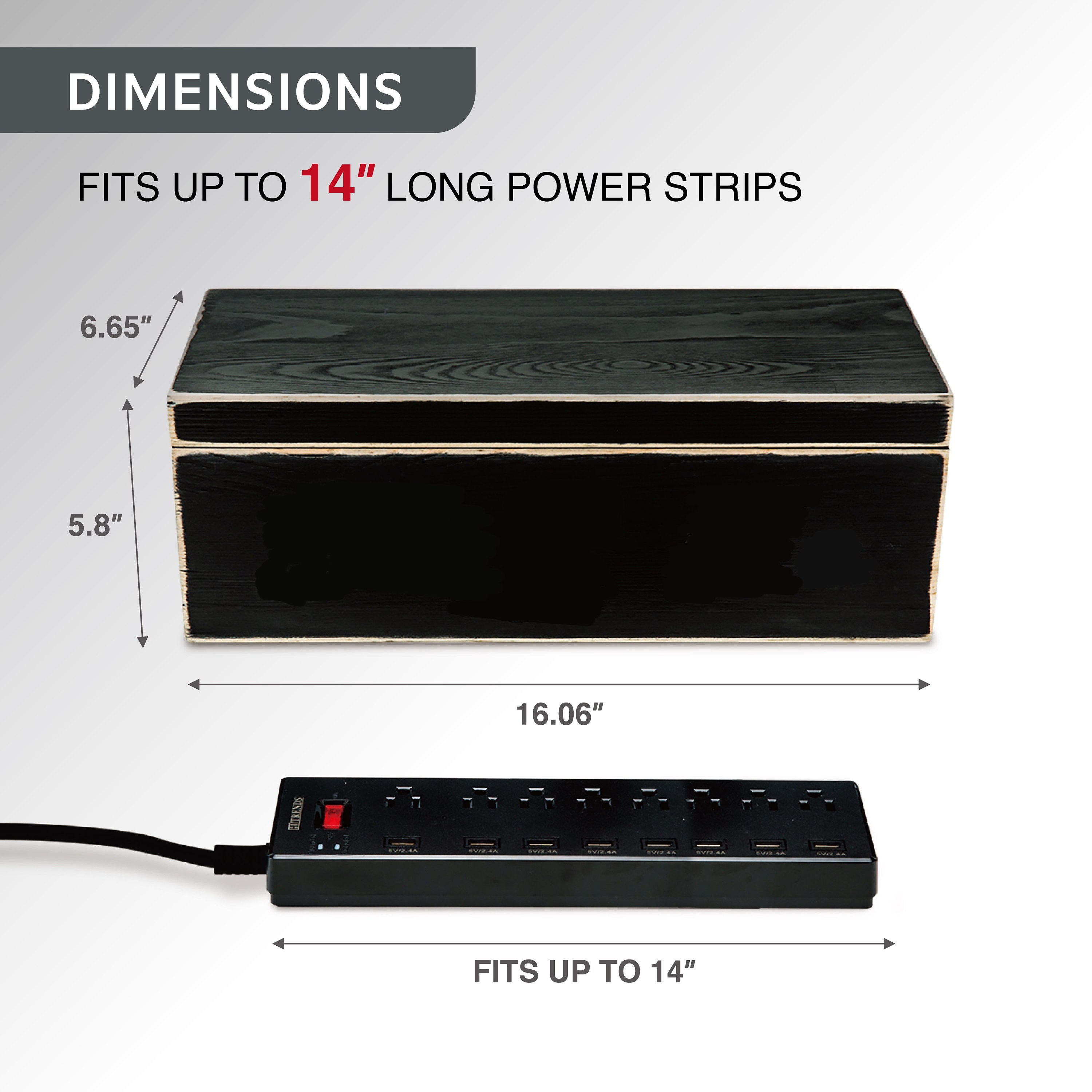 Cable Management Box Wood, Cord Organizer With Lid, Wooden Cable ...