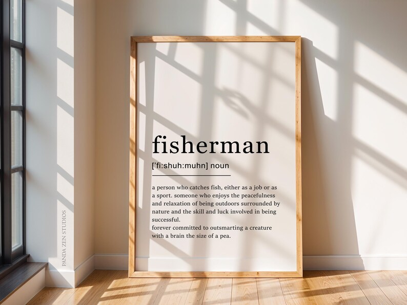 Fisherman Definition Print, Fishing Wall Art, Fisherman Gift, Nautical ...
