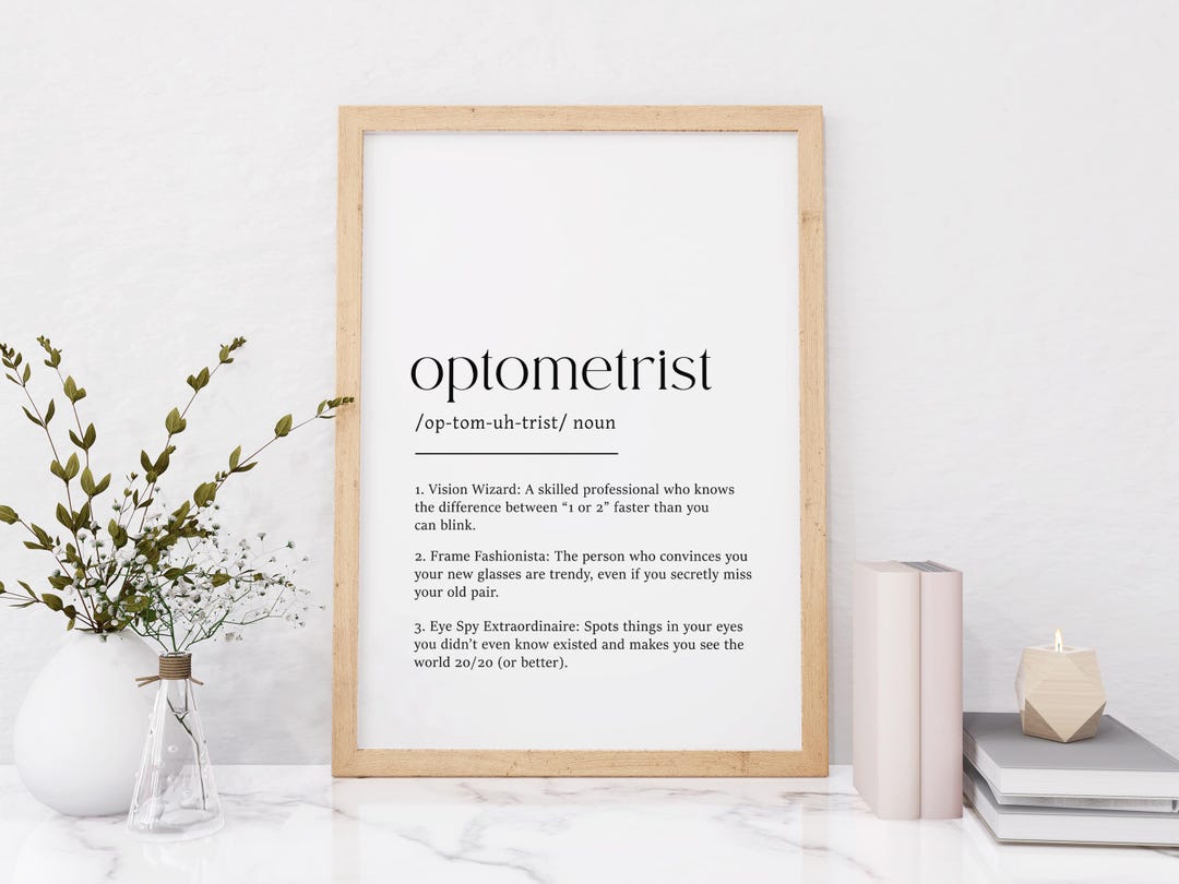 Optometrist Definition Print, Eye Doctor Office Wall Art, Vision ...
