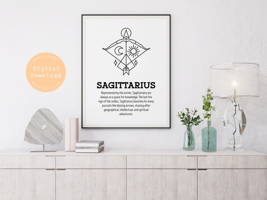 Sagittarius Sign Definition Zodiac Wall Art Decor Astrology - Etsy