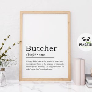 Butcher Definition Print, Funny Butcher Wall Art, Meat Lover Gift ...
