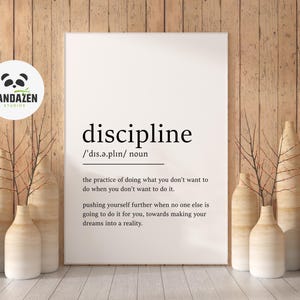 Discipline Definition Print, Motivational Wall Art, Discipline Poster ...