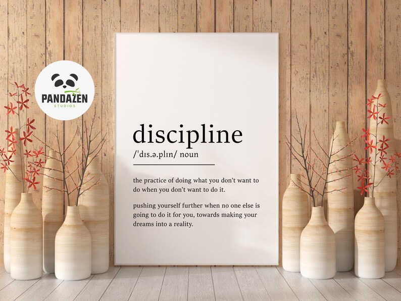 Discipline Definition Print, Motivational Wall Art, Discipline Poster ...