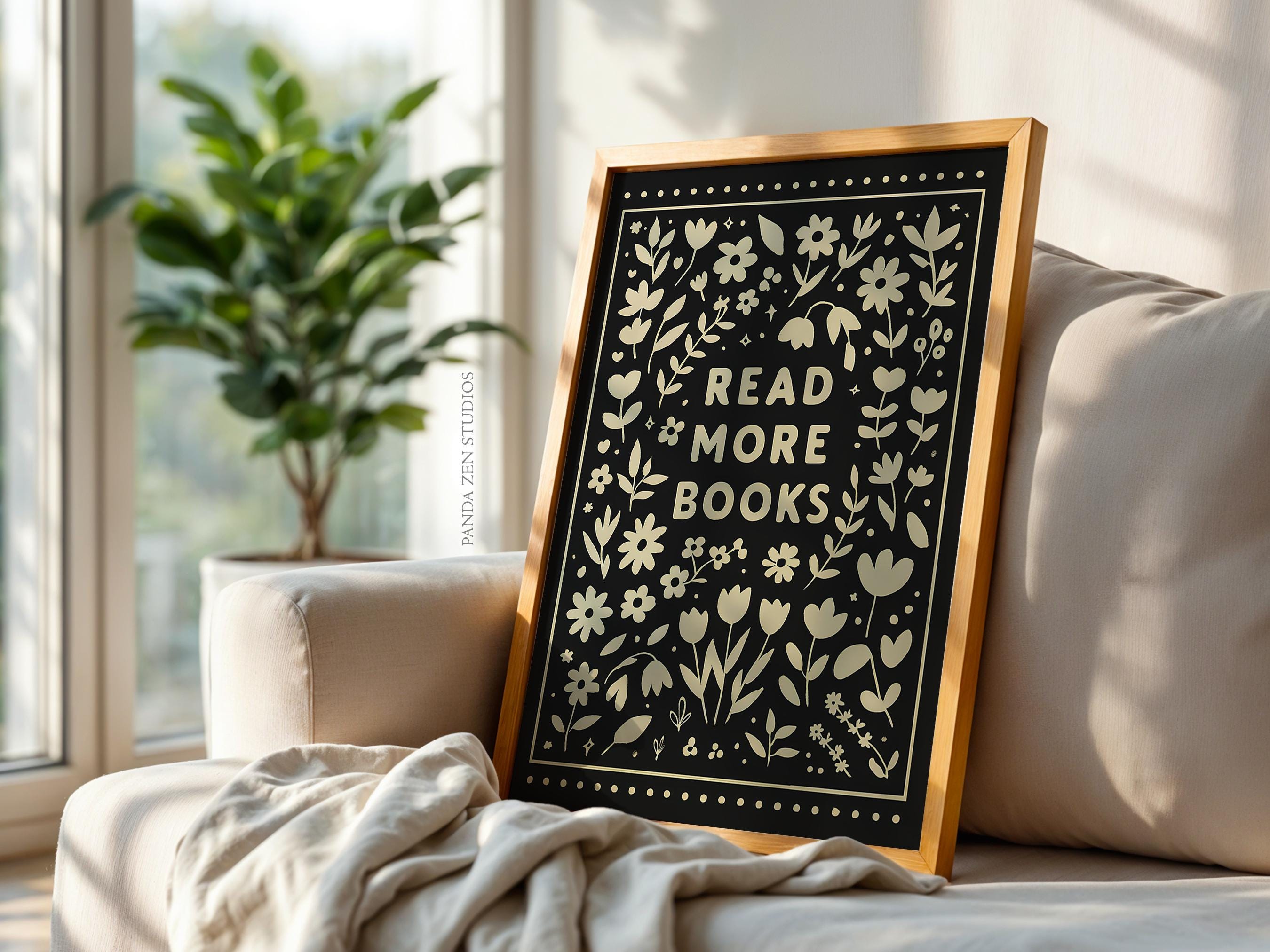 Vintage Library Printable, Read More Books Wall Art, Book Lover Digital ...