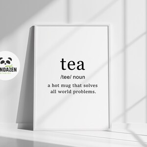 Tea Definition Print, Tea Wall Art, Minimalist Tea Decor, Tea Lover ...