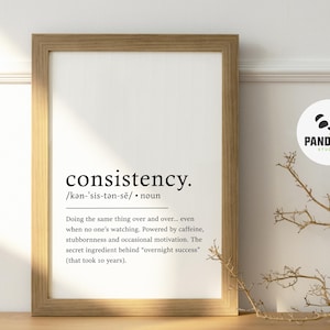 Consistency Definition Print, Motivational Office Wall Art ...