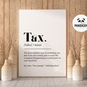 Tax Definition Print, Tax Wall Art Printable, Tax Poster, Accountant ...