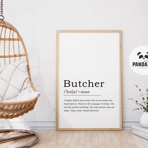 Butcher Definition Print, Funny Butcher Wall Art, Meat Lover Gift ...