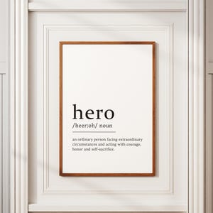 Hero Definition Print, Superhero Gift, Gift for Hero, Soldier Gift ...